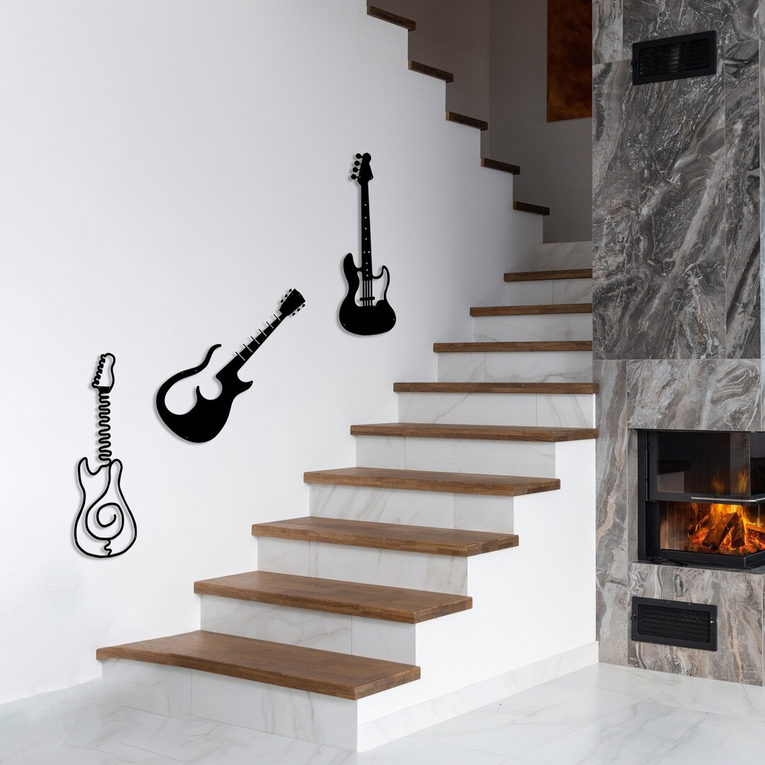 Guitar Metal Wall Art Set: Modern Music Room Decor - Etsy
