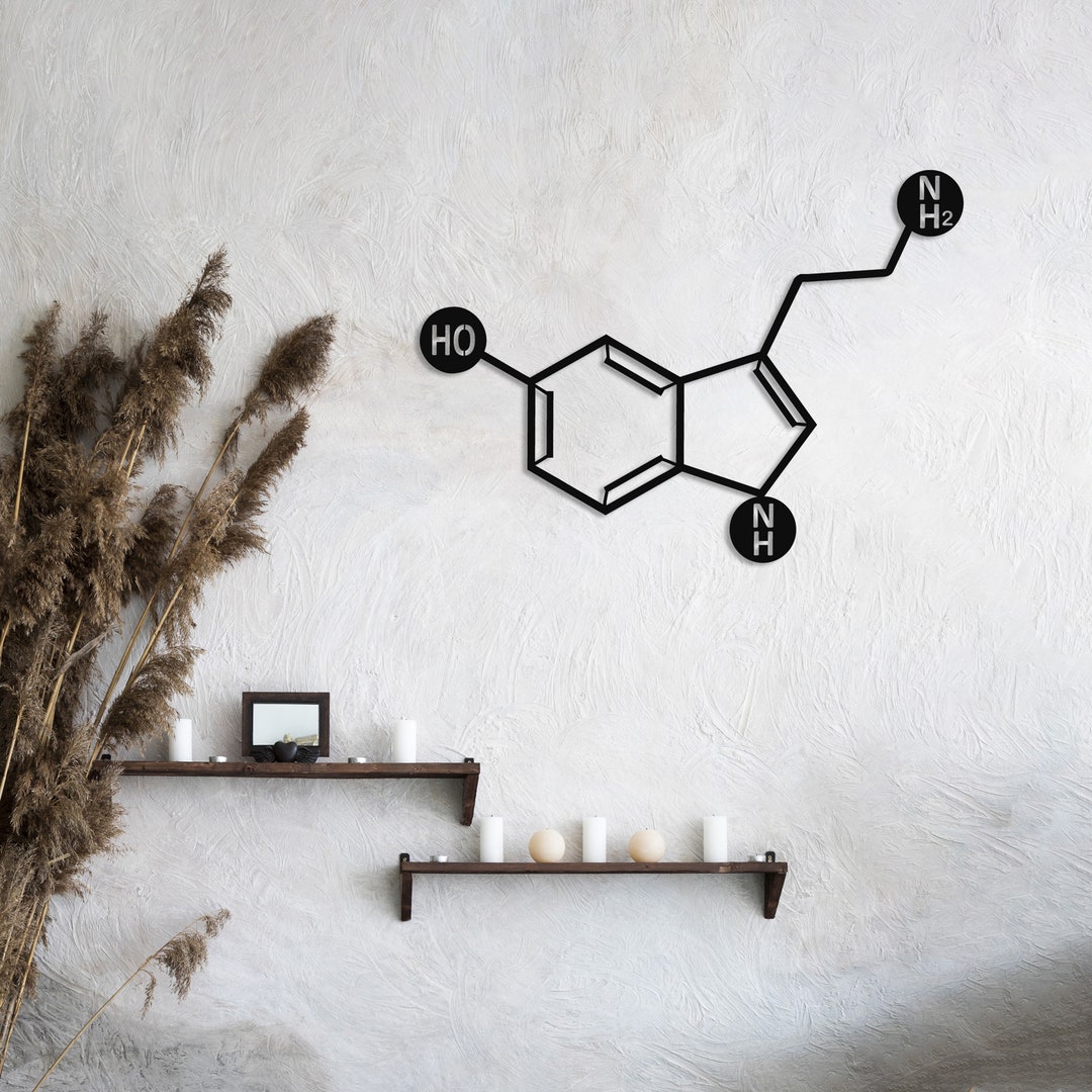 Metal Wall Art Serotonin Molecule Decoration, Chemistry Sign, Symbol of ...