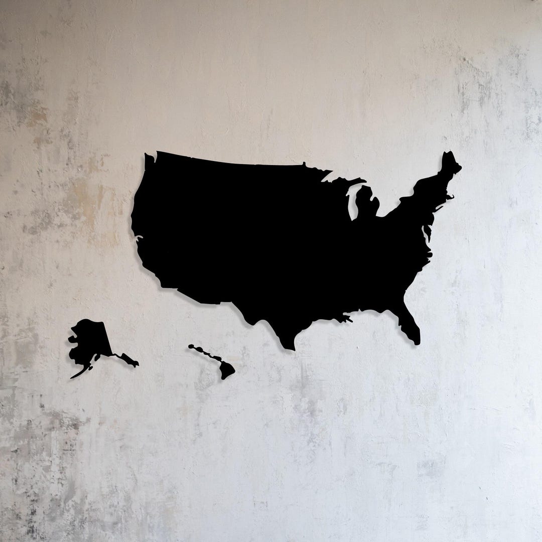USA Map Metal Wall Decor, America Map Decor, USA Map Wall Art, United ...