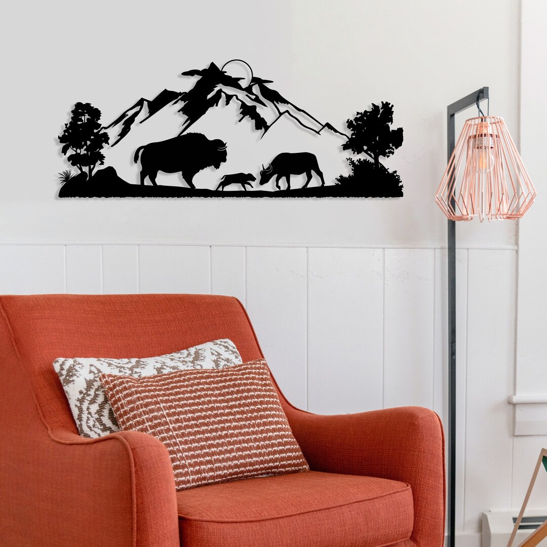 Bison Metal Wall Art, Wild Forest Decor, Gift for Wildlife Lovers, Wall ...