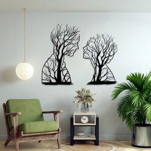 Metal Tree Wall Art Abstract Man Face, Man Gifts, Dry Tree Branch Home ...