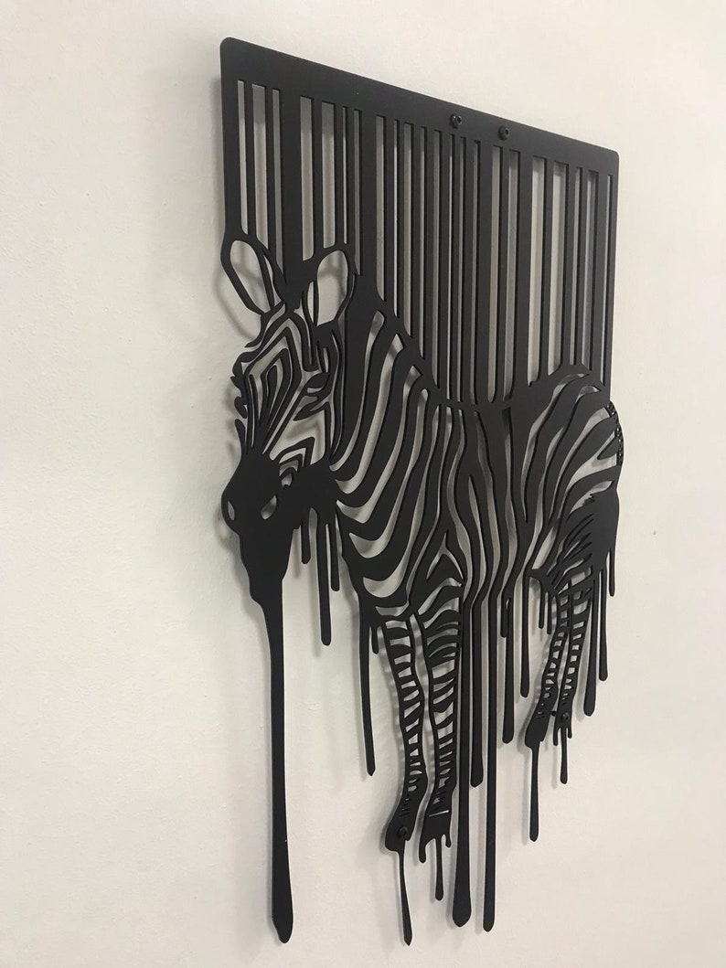 Metal Zebra Wall Decor Barcode Zebra Black Metal Wall Art - Etsy