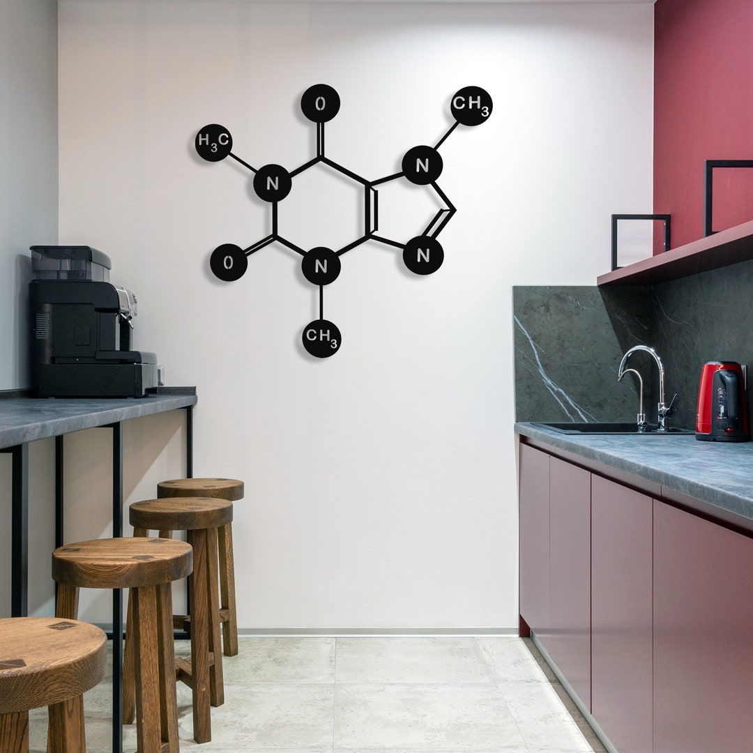 Metal Wall Art, Caffeine Molecular Decor, Chemistry Wall Hanger ...