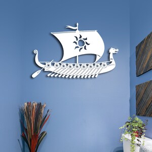 Metal Viking Ship Wall Art: Nordic Decor, Viking Gift, Metal Wall Decor ...