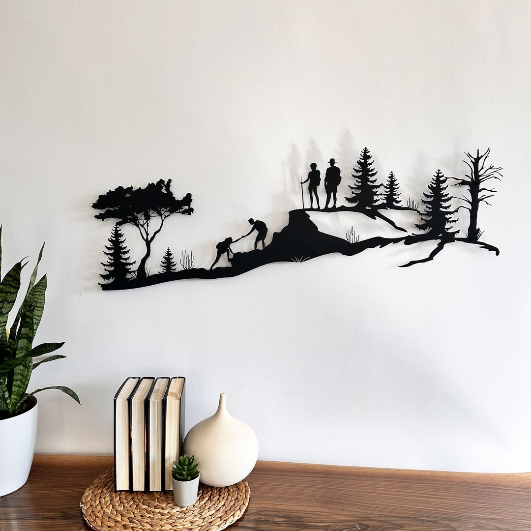 Metal Wall Art Nature Walk Decor, Mountain Hiking, for Gift Trekking ...