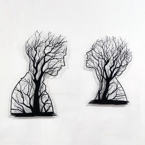 Metal Tree Wall Art Abstract Man Face, Man Gifts, Dry Tree Branch Home ...