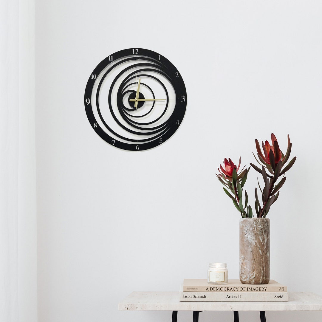 Infinity Black Metal Wall Clock, Minimalist Clock Home Gifts, Gift for ...