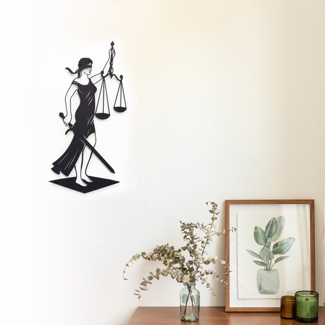 Themis Statue Metal Wall Decor Large Black Metal Wall Art - Etsy