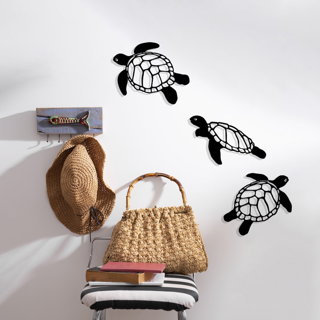 Sea Turtle Metal Wall Decor; Beach House Wall Art, Home Office Wall ...