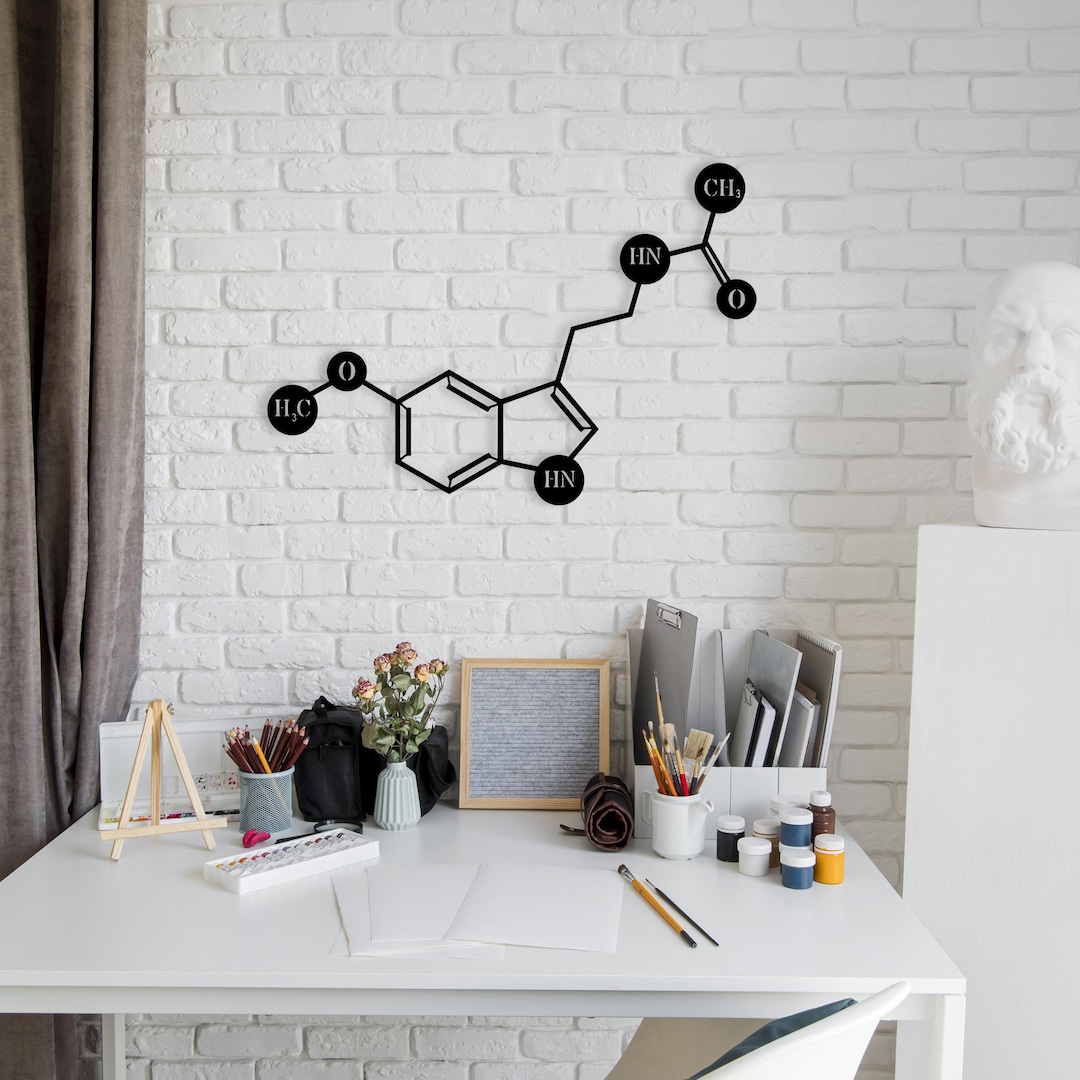 Melatonin Metal Wall Art Decor, Sleep Molecule Wall Hanger, Biology ...