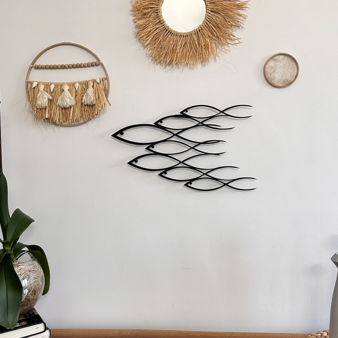 Metal Wall Art, 7 Fish Family Wall Decor, Nature Wall Art, Home ...