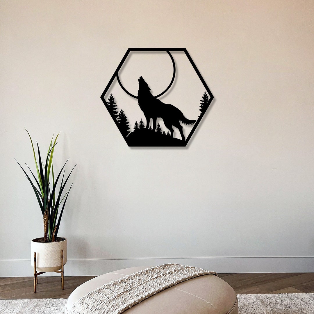 Wolf Geometric Metal Wall Art, Wolf Wall Decor, Wall Hangings , Animals ...