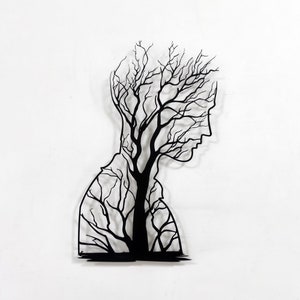 Metal Tree Wall Art Abstract Man Face, Man Gifts, Dry Tree Branch Home ...