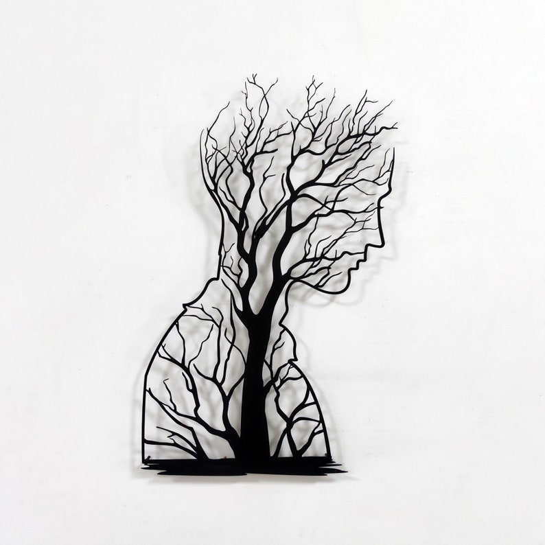 Abstract Man Face Metal Tree Wall Art: Modern Home Decor - Etsy