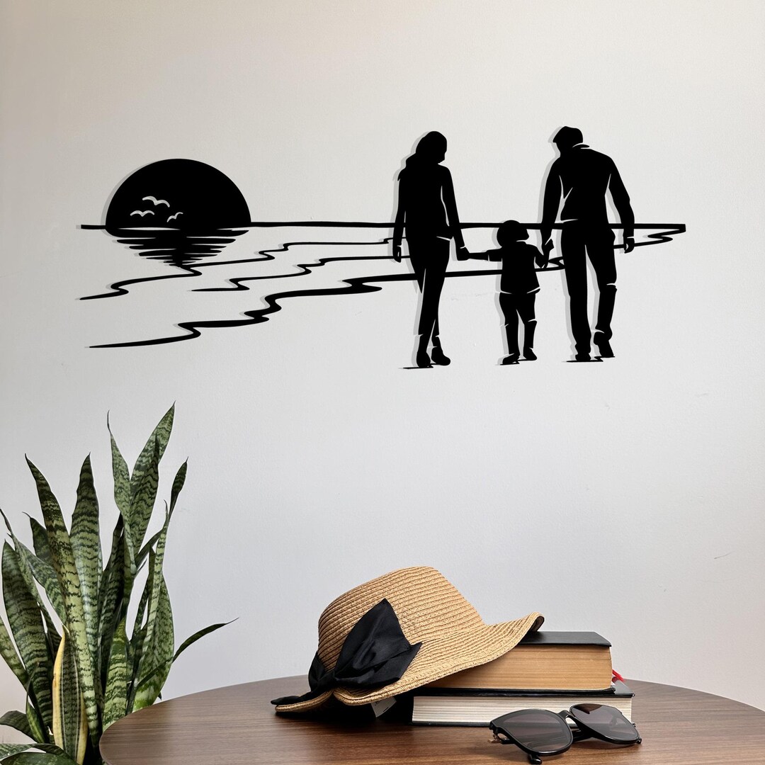 Metal Wall Art: Beach Family Sunset Scene - Indoor Outdoor Decor - Etsy
