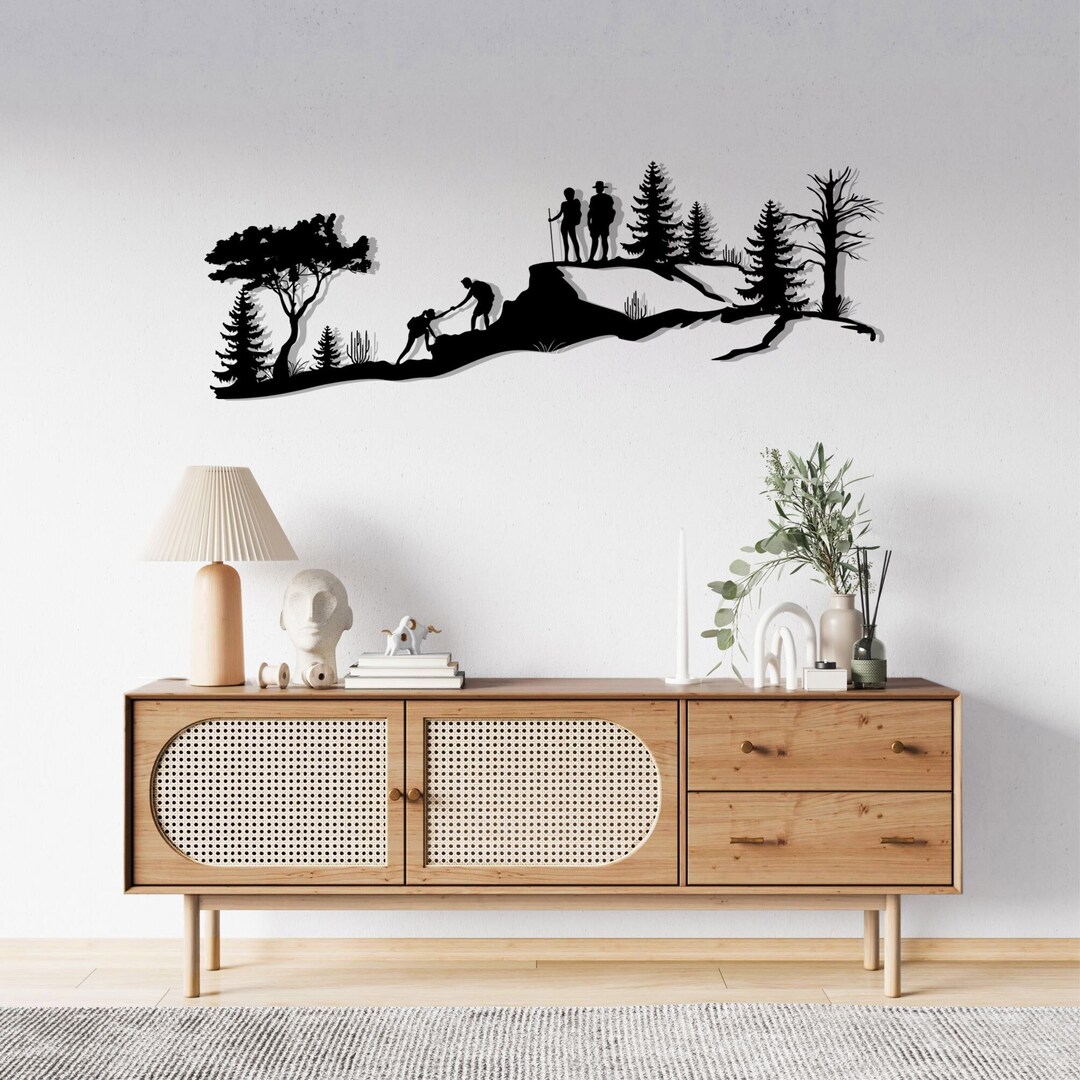Metal Wall Art Nature Walk Decor, Mountain Hiking, for Gift Trekking ...
