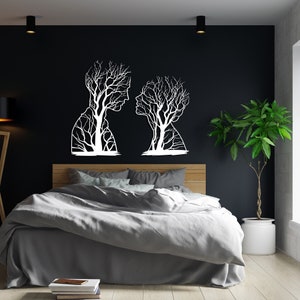 Metal Tree Wall Art Abstract Man Face, Man Gifts, Dry Tree Branch Home ...