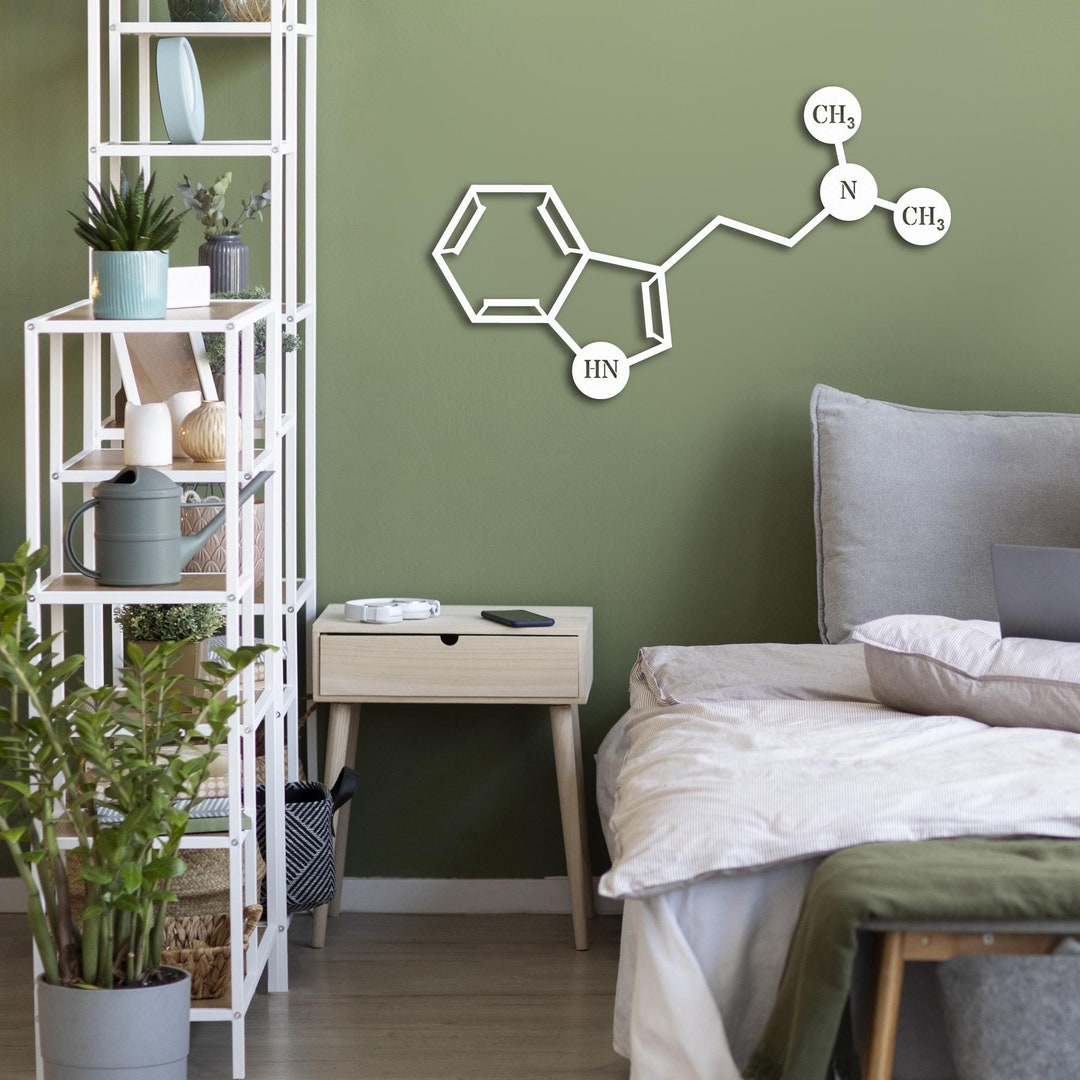 DMT Dimethyltryptamine Molecule Metal Wall Decor, DMT Chemical Formula ...