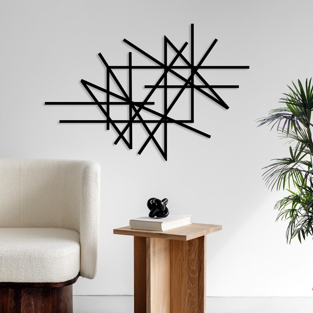 Minimalist Intersecting Lines Wall Sculpture, Geometric Abstract ...