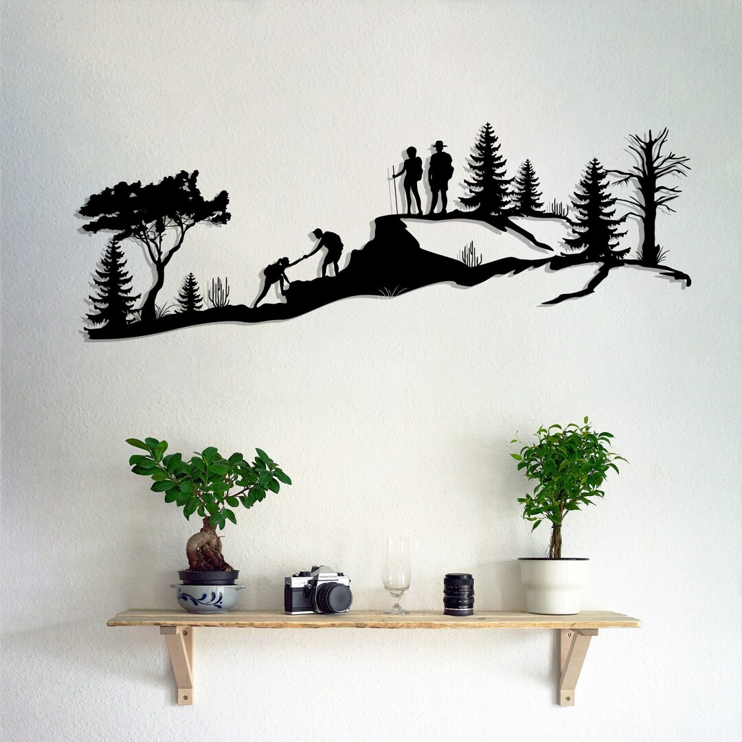 Metal Wall Art Nature Walk Decor, Mountain Hiking, for Gift Trekking ...