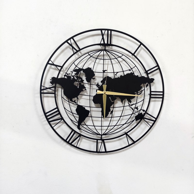 World Map Wall Clock - Etsy