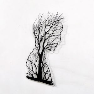 Metal Tree Wall Art Abstract Man Face, Man Gifts, Dry Tree Branch Home ...