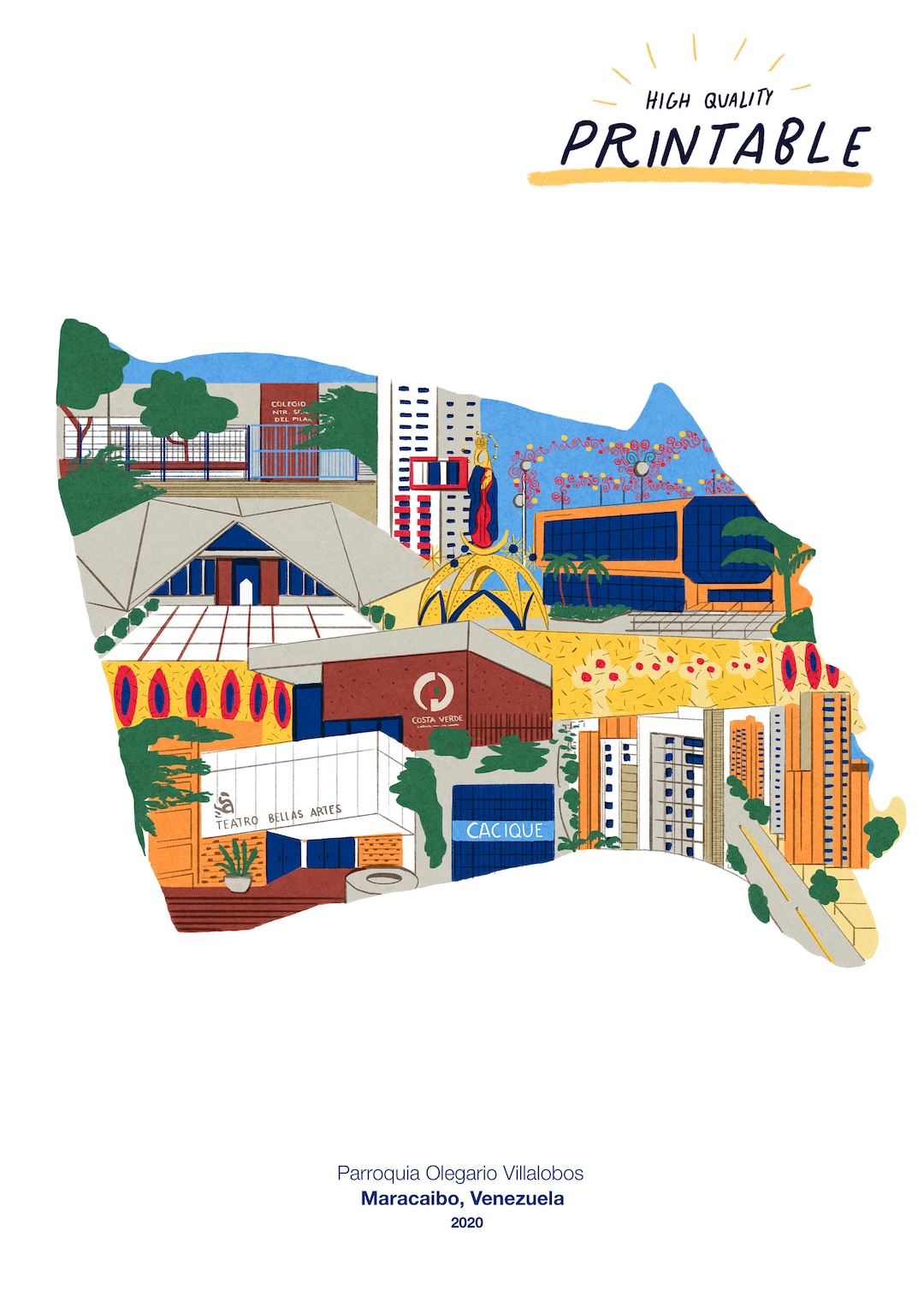 Parroquia Olegario Villalobos | Illustrated Map Printable | Venezuela ...