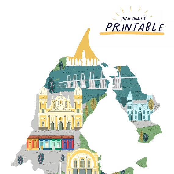 Illustrated Map of Zulia Maracaibo Venezuela Print | Etsy