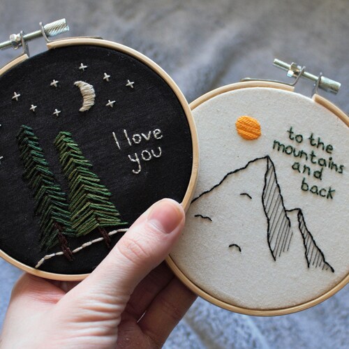 I Love You to the Moon and Back Embroidery Hoop Set Cute - Etsy