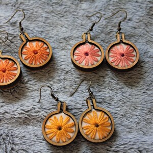 Hand Embroidered Earrings - Cute Floral Embroidery Earrings - Unique ...