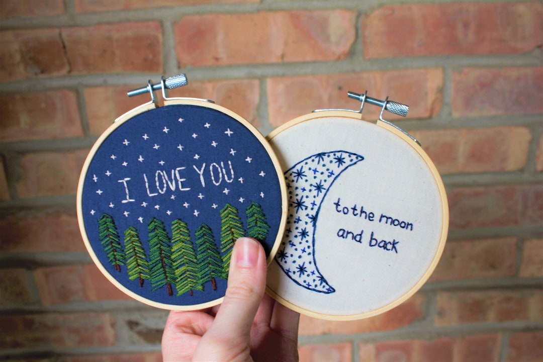 I Love You to the Moon and Back Embroidery Hoop Set - Cute Nature ...