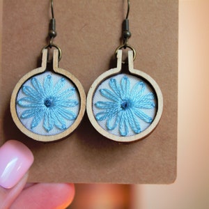 Hand Embroidered Earrings - Cute Floral Embroidery Earrings - Unique ...