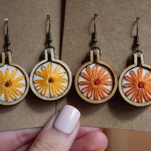 Hand Embroidered Earrings - Cute Floral Embroidery Earrings - Unique ...