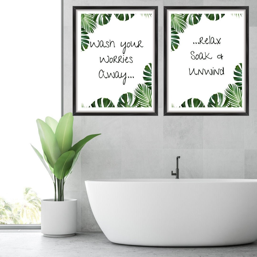 Bathroom Prints Set of 2 Relax Soak Unwind Bathroom Print - Etsy