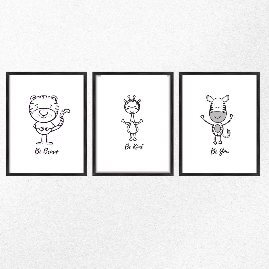 Animal Nursery Prints Be Brave Be Kind Be You Print Nursery - Etsy