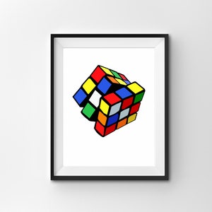 Retro Rubix Cube, Rubic Cube Print, Rubicks Cube, Retro Print, Retro ...