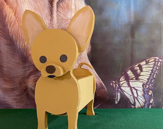 Chihuahua Dog Planter, NOT IMPORTED, Handmade in Michigan, Wooden Dog ...