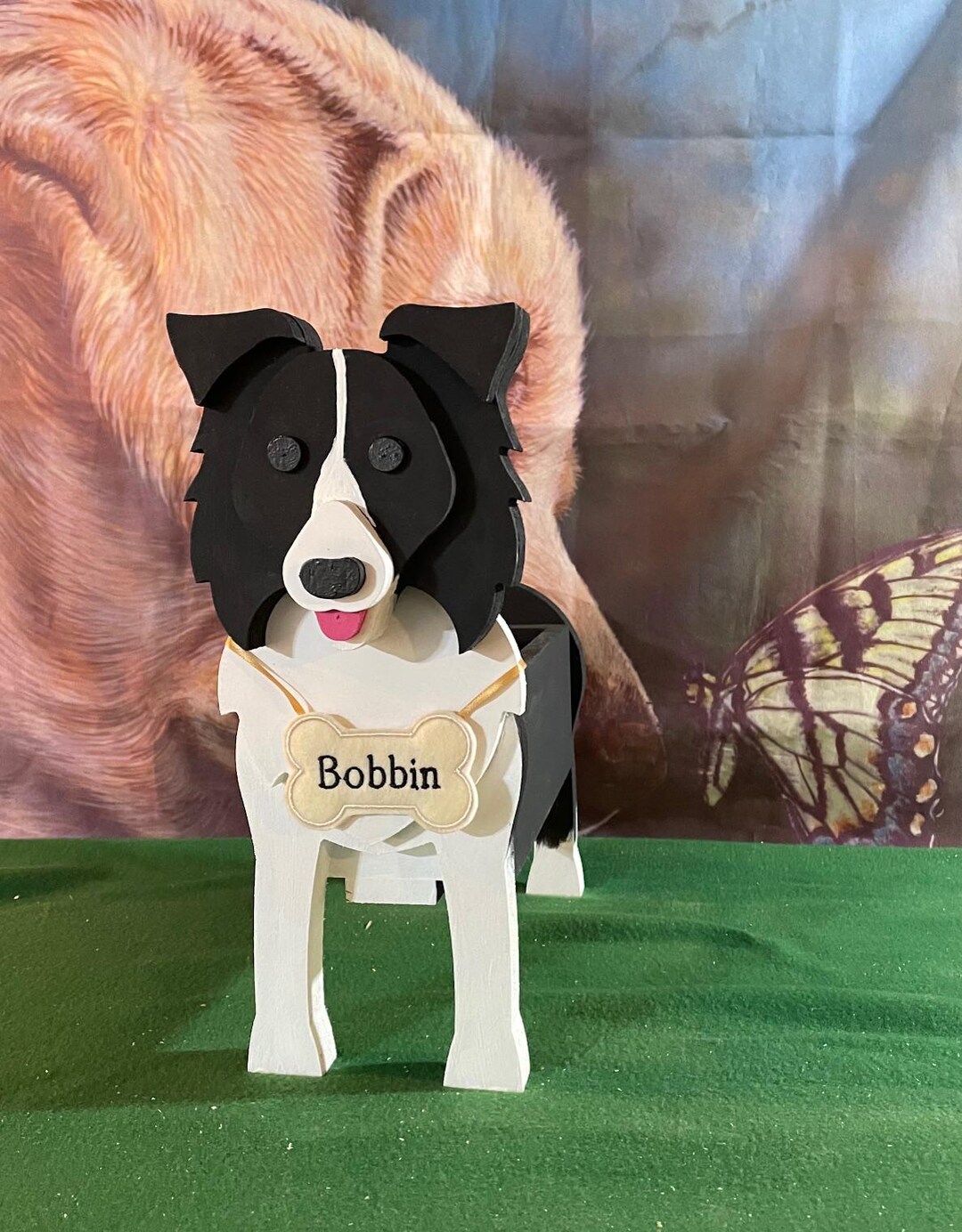 Border Collie Planter , NOT IMPORTED, Handmade in Michigan, Wooden ...
