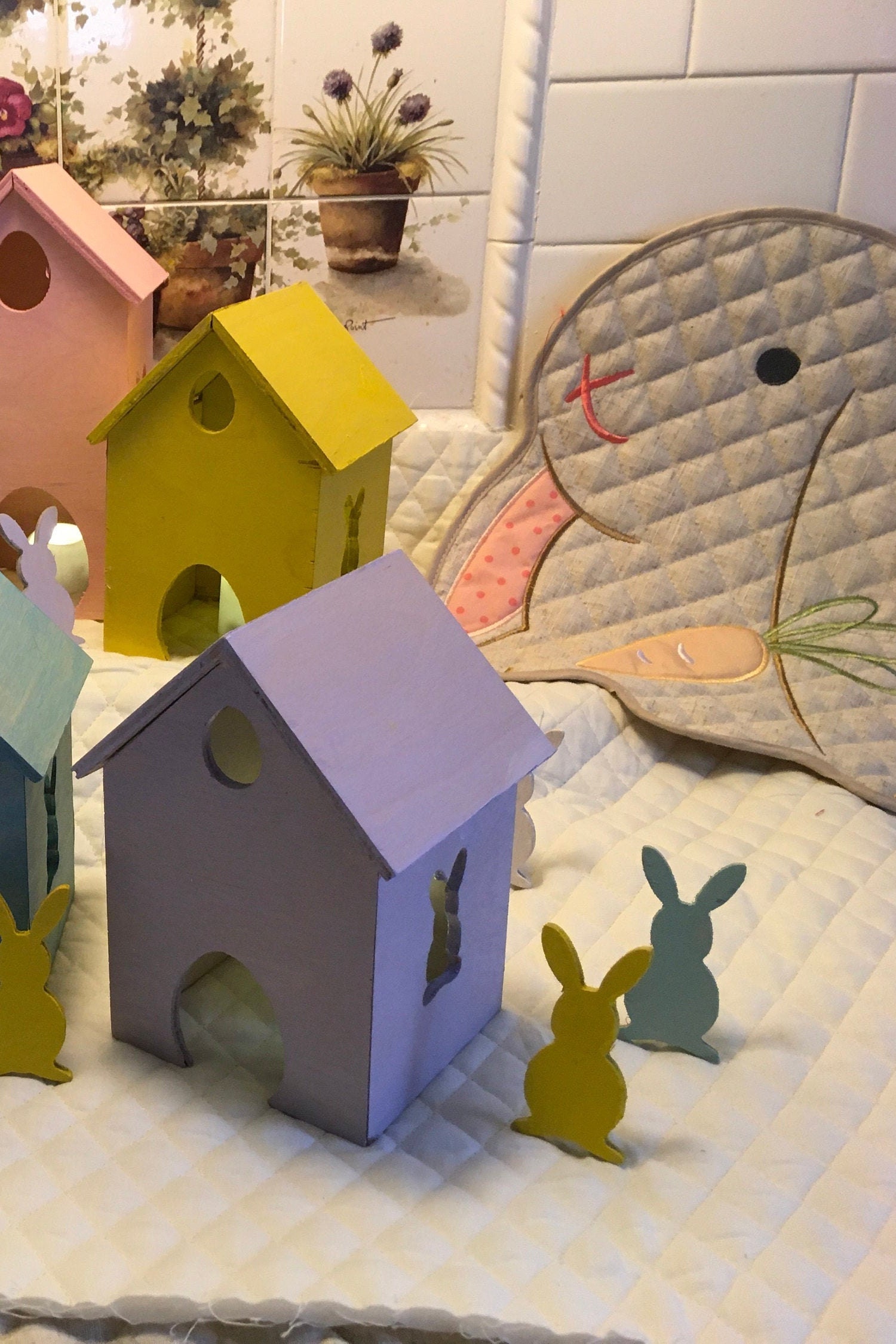 Bunny Houses Wooden Houses for Easter Shabby Chic Bunny | Etsy