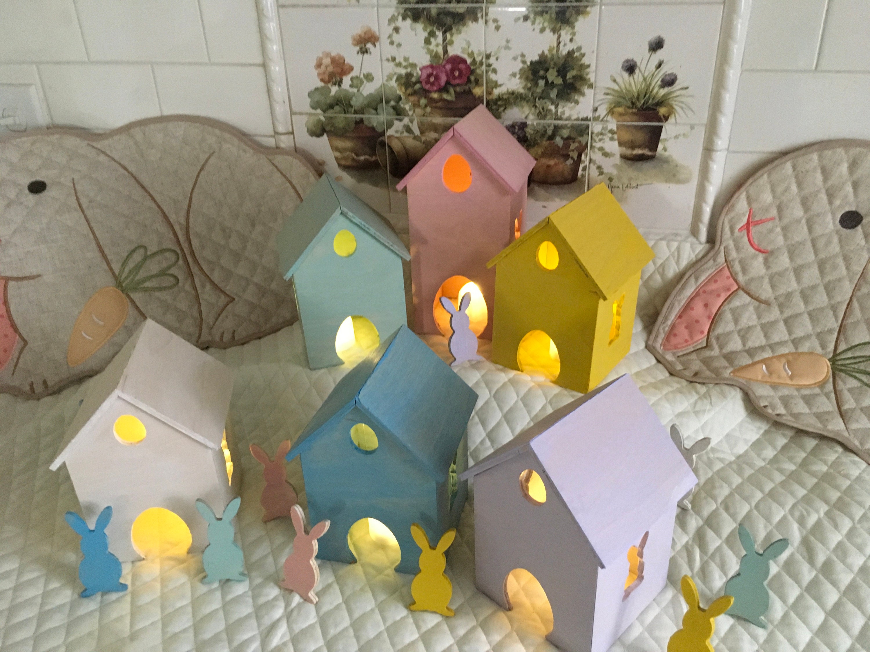 Bunny Houses ,wooden Houses for Easter , Shabby Chic Bunny Houses, 6 ...