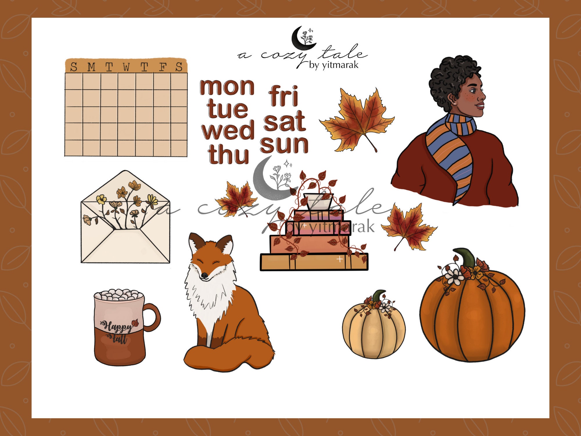 Autumn Themed Printable Stickers for Journals and Planners Digital ...