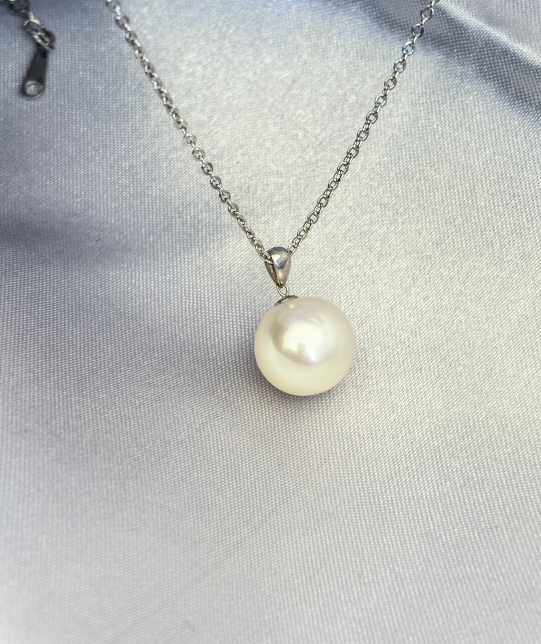 11mm Edison Pearl Drop Pendant Necklace, 925 Silver Chain - Etsy