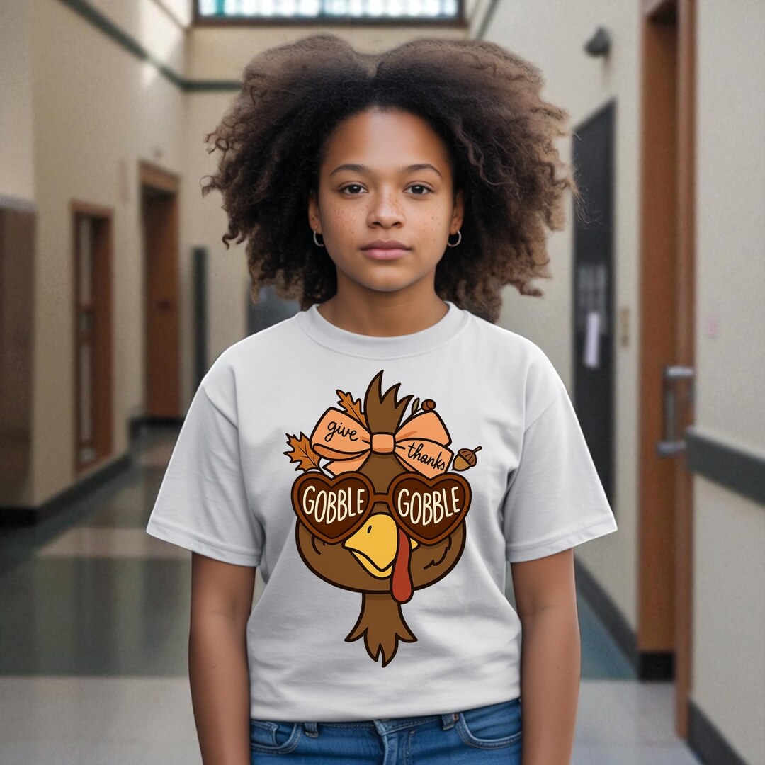 Gobble Gobble Give Thanks PNG | Cute Thanksgiving Turkey Sublimation ...