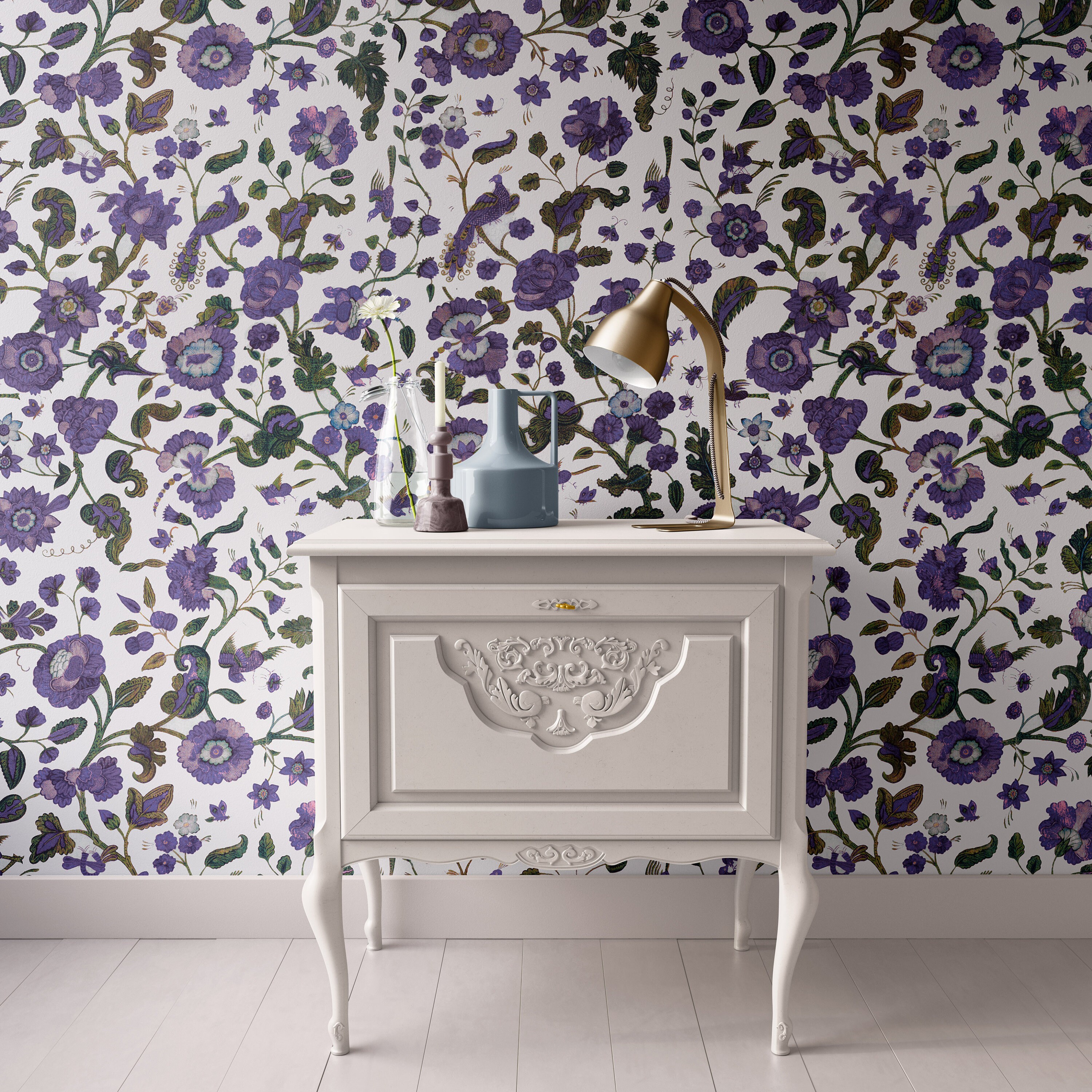 Dollhouse Wallpaper Violet Chintz Miniature 1:12 Purple - Etsy