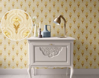 Dollhouse Wallpaper Miniature Saffron Gold Floral 1:12 - Etsy