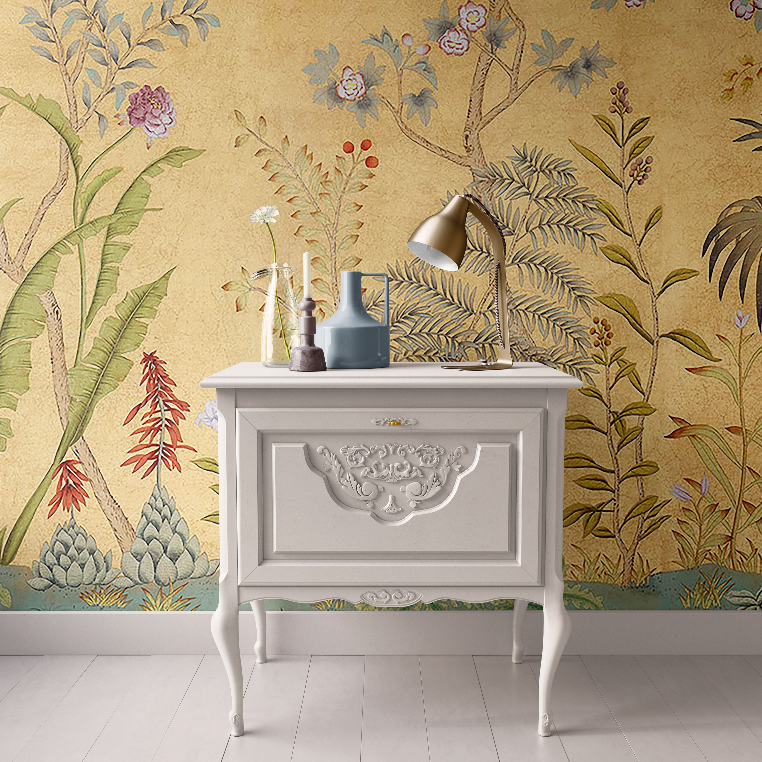 Miniature Striped Red Floral Dollhouse Wallpaper 1:12 Miniatures Art ...