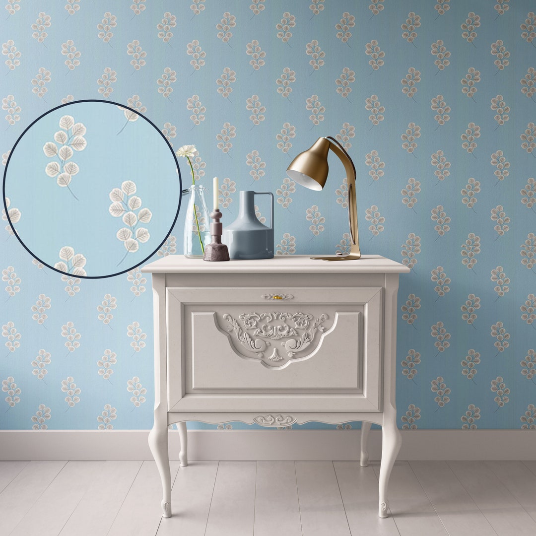 Dollhouse Wallpaper Miniature Floral Branch, Blue 1:12 - Etsy
