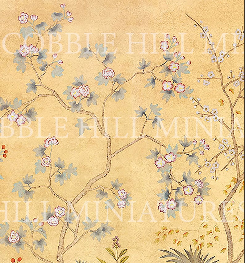 Dollhouse Wallpaper Miniature Gold Floral 1:12 - Etsy