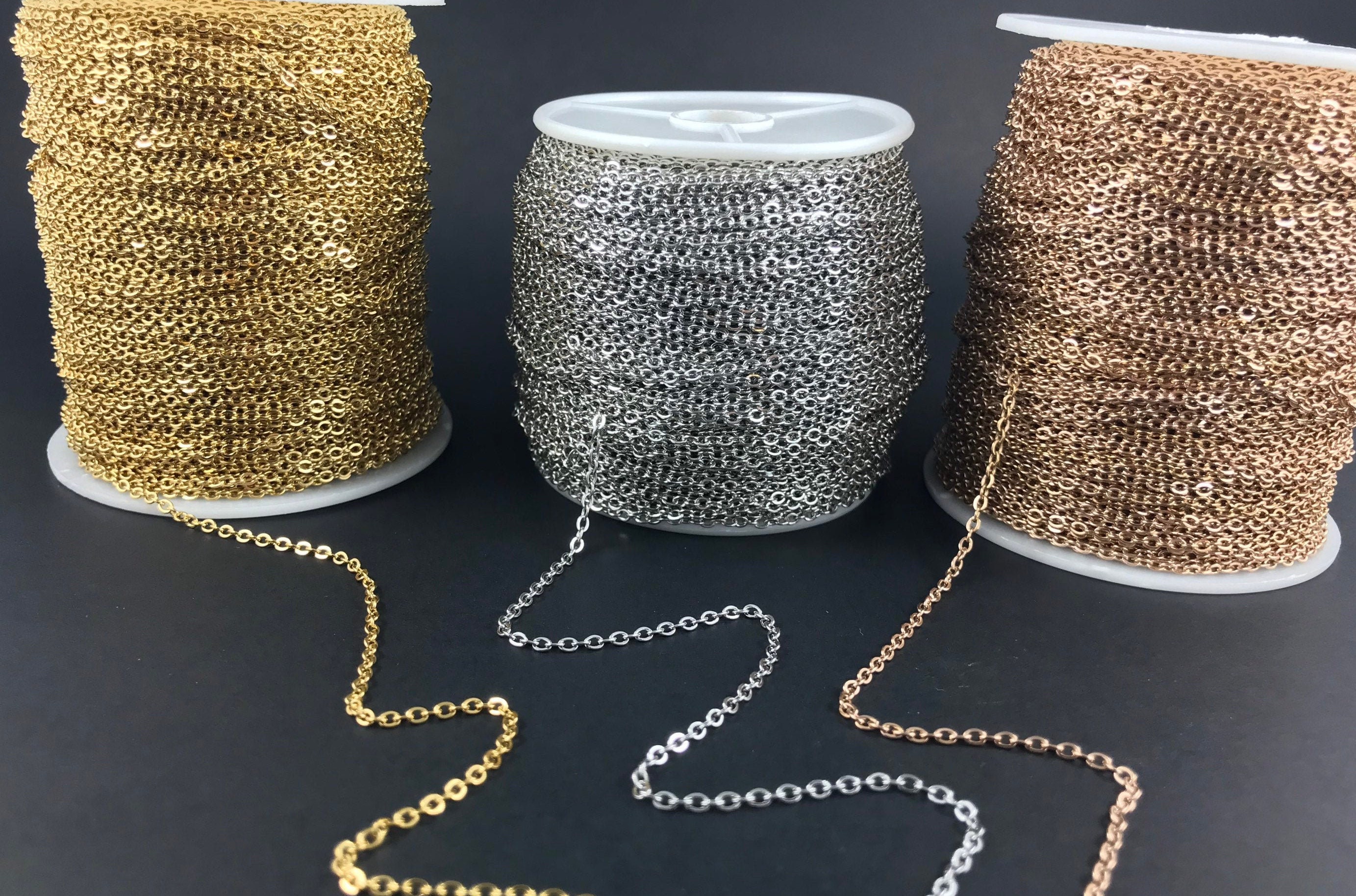 Non-tarnish Stainless Steel 2mm Chain, Gold, Rose Gold, Silver 2mm ...