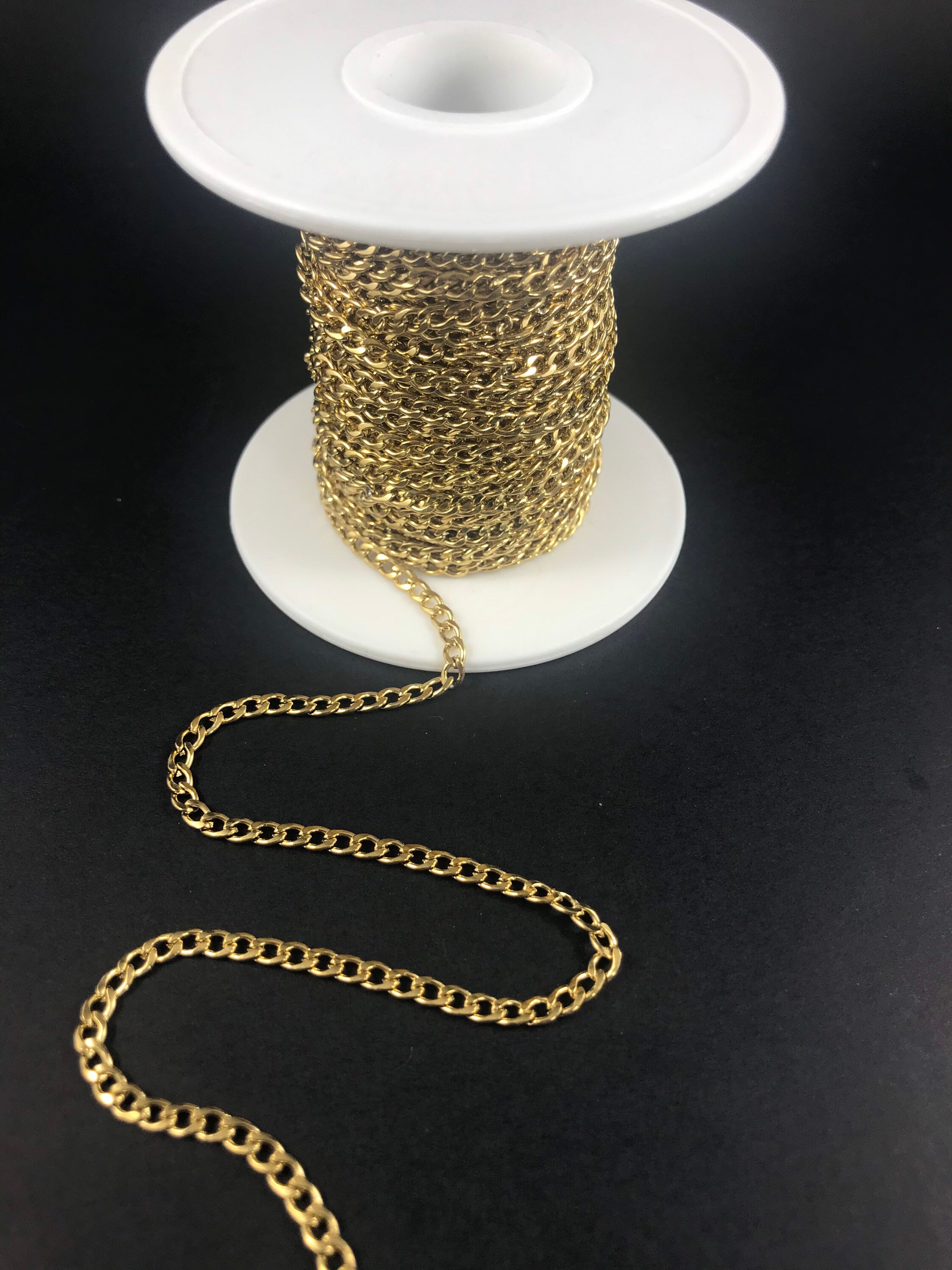 14k gold plated stainless steel curb chain 3mm curb chain | Etsy